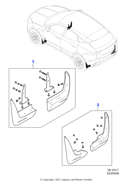 Genuine Jaguar Mudflaps - Front (J9C5306) | Jaguar Accessories